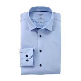 Businesshemd OLYMP "No. Six 24/Seven super slim", Herren, Gr. 37, N-Gr, blau (hellblau), Web, Obermaterial: 92% Baumwolle, 8% Elasthan, sehr schmal, Hemden, in bequemer Jersey-Qualit&auml;t