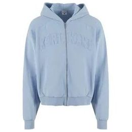 Sweatjacke Karl Kani "Karl Kani College Heavy Crop Zip Hoodie", Herren, Gr. XS, light blau, 65% Baumwolle, 35% Polyester, Sweatjacken Sweatjacke