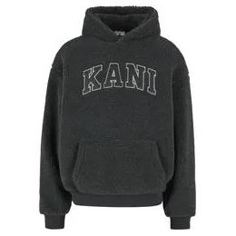 Kapuzensweatshirt Karl Kani "Karl Kani Karl Kani Serif Teddy Hoodie", Herren, Gr. XL, anthrazit, 100% Polyester, bedruckt, Sweatshirts