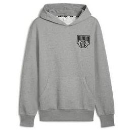 Hoodie Puma "Posterize Basketballhoodie Herren", Herren, Gr. M, grau (medium gray heather), Obermaterial: 34% Polyester, 66% Baumwolle. Kapuzenfutter: 100% Baumwolle. Rippe: 98% Baumwolle, 2% Elasthan, relaxed fit, Rundhals, Sweatshirts Hoodie