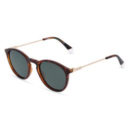 Polaroid PLD 4129/S/X | Unisex-Sonnenbrille | Fassung: Vollrand, Panto, Kunststoff, Havanna Dunkel | Glasfarbe: Gr&uuml;n