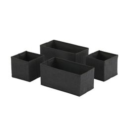 H&ouml;ffner Aufbewahrungskorb 4er Set &brvbar; schwarz &brvbar; Polyester,Karton &brvbar; Ma&szlig;e (cm): B: 28 H: 13 &raquo; H&ouml;ffner