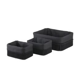 H&ouml;ffner Aufbewahrungskorb 3er Set &brvbar; schwarz &brvbar; Polyester,Baumwolle,Metall &brvbar; Ma&szlig;e (cm): B: 24 H: 12 &raquo; H&ouml;ffner