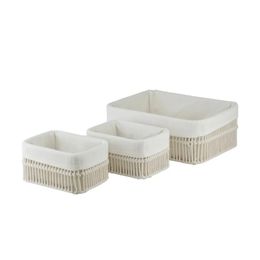 H&ouml;ffner Aufbewahrungskorb 3er Set &brvbar; wei&szlig; &brvbar; Polyester,Baumwolle,Metall &brvbar; Ma&szlig;e (cm): B: 24 H: 12 &raquo; H&ouml;ffner