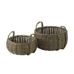 HOME STORY Rattankorb 2er Set &brvbar; braun &brvbar; Rattan &brvbar; Ma&szlig;e (cm): H: 37 &Oslash;: 57 &raquo; H&ouml;ffner