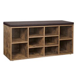 Boxxx Garderobenbank Vasagle, Braun, Vintage, F&uuml;llung: Schaumstoff, 104x48x30 cm, in verschiedenen Holz-Dekoren erh&auml;ltlich, Garderobe, Garderobenb&auml;nke, Garderobenb&auml;nke