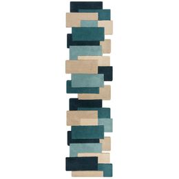 Flair Rugs Wollteppich, Petrol, Textil, Abstraktes, rechteckig, 230x60 cm, Reach, f&uuml;r Fu&szlig;bodenheizung geeignet, in verschiedenen Gr&ouml;&szlig;en erh&auml;ltlich, Teppiche & B&ouml;den, Teppiche, Naturteppiche