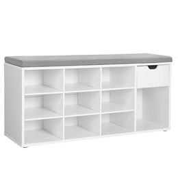 Boxxx Garderobenbank Vasagle, Grau, Wei&szlig;, 1 Schublade(n) Schubladen, F&uuml;llung: Schaumstoff, 104x48x30 cm, Garderobe, Garderobenb&auml;nke, Garderobenb&auml;nke