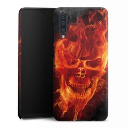 DeinDesign Galaxy A50 Handy Premium Case Smartphone Handyh&uuml;lle Schutzh&uuml;lle matt Totenkopf Skull Fire Premium Case