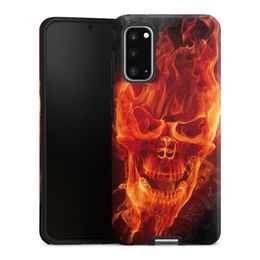 DeinDesign Galaxy S20 Handy Panzer Handyh&uuml;lle robuste Outdoor H&uuml;lle Schutzh&uuml;lle matt Totenkopf Skull Fire Tough Case