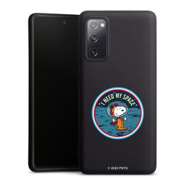 DeinDesign Galaxy S20 FE Handy Premium Silikon H&uuml;lle Handyh&uuml;lle schwarz Case Peanuts Snoopy Weltall Silikon Premium Case