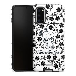 DeinDesign Galaxy S20 Handy Panzer Handyh&uuml;lle robuste Outdoor H&uuml;lle Schutzh&uuml;lle matt Flowers Snoopy Peanuts Tough Case