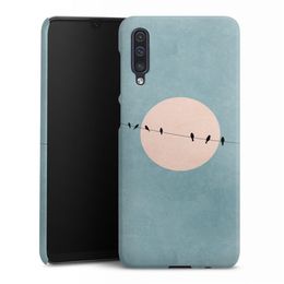 DeinDesign Galaxy A50 Handy Premium Case Smartphone Handyh&uuml;lle Schutzh&uuml;lle matt Bird Turquoise Moon Premium Case