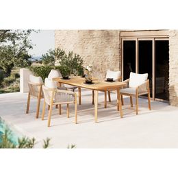Ambia Garden Gartenstuhl, Akazie, Beige, Holz, Akazie, massiv, F&uuml;llung: Polyester, 58x77x62 cm, FSC 100%, inklusive Armlehnen, Gartenm&ouml;bel, Gartenst&uuml;hle, Gartenst&uuml;hle