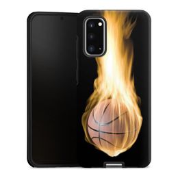 DeinDesign Galaxy S20 Handy Panzer Handyh&uuml;lle robuste Outdoor H&uuml;lle Schutzh&uuml;lle matt Sports Basketball Fire Tough Case