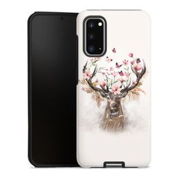 DeinDesign Galaxy S20 Handy Panzer Handyh&uuml;lle robuste Outdoor H&uuml;lle Schutzh&uuml;lle matt Animals Deer Flowers Tough Case