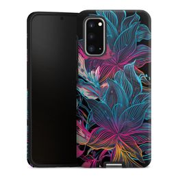 DeinDesign Galaxy S20 Handy Panzer Handyh&uuml;lle robuste Outdoor H&uuml;lle Schutzh&uuml;lle matt Colourful Flowers Neon Tough Case