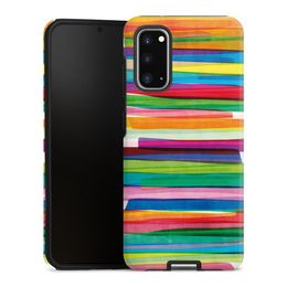 DeinDesign Galaxy S20 Handy Panzer Handyh&uuml;lle robuste Outdoor H&uuml;lle Schutzh&uuml;lle matt Water Colour Stripes Colourful Tough Case