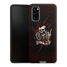 DeinDesign Galaxy S20 Handy Panzer Handyh&uuml;lle robuste Outdoor H&uuml;lle Schutzh&uuml;lle matt Rock Totenkopf Music Tough Case