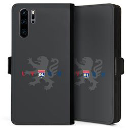 DeinDesign Huawei P30 Pro Handy Klapph&uuml;lle Handyh&uuml;lle aus Kunst Leder schwarz Flip Case Olympique Lyonnais Olympique Lyon Ol Sideflip mit langer Lasche