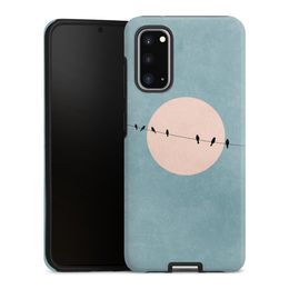 DeinDesign Galaxy S20 Handy Panzer Handyh&uuml;lle robuste Outdoor H&uuml;lle Schutzh&uuml;lle matt Bird Turquoise Moon Tough Case
