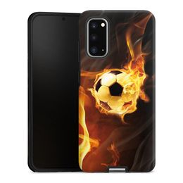 DeinDesign Galaxy S20 Handy Panzer Handyh&uuml;lle robuste Outdoor H&uuml;lle Schutzh&uuml;lle matt Soccer Ball Fire Tough Case