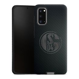 DeinDesign Galaxy S20 Handy Panzer Handyh&uuml;lle robuste Outdoor H&uuml;lle Schutzh&uuml;lle matt Metallic Look Carbon Fc Schalke 04 Tough Case