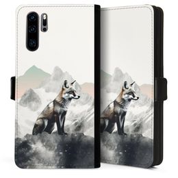 DeinDesign Huawei P30 Pro Handy Klapph&uuml;lle Handyh&uuml;lle aus Kunst Leder schwarz Flip Case Nature Mountain Fox Sideflip mit langer Lasche