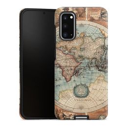 DeinDesign Galaxy S20 Handy Panzer Handyh&uuml;lle robuste Outdoor H&uuml;lle Schutzh&uuml;lle matt Vintage Map World Map Tough Case