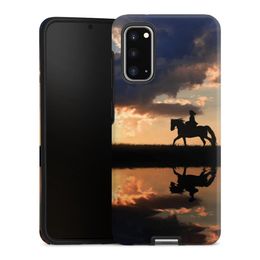 DeinDesign Galaxy S20 Handy Panzer Handyh&uuml;lle robuste Outdoor H&uuml;lle Schutzh&uuml;lle matt Sunset Horseback Riding Horse Tough Case