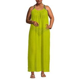 LANDS' END Durchscheinendes Ripp-Maxi-Strandkleid, Damen,  Gr&uuml;n, Viskose-Mischung/Polyester-Mischung, by Lands' End