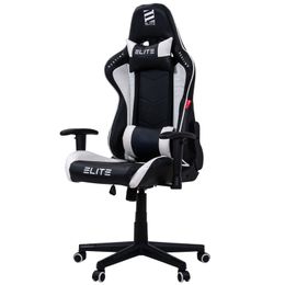 Elite Gaming-Stuhl DESTINY, R&uuml;cken- und Nackenkissen, Wippmechanik, bis 170kg, Sitzh&ouml;he 45-55, MG200 (Schwarz Wei&szlig;)