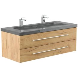 Posseik Badm&ouml;bel Granit G654 YAMO 130 cm 2 Hahnl&ouml;cher SoftClose in versch. Ausf&uuml;hrungen