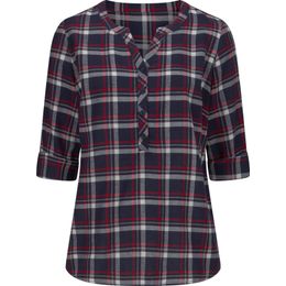 CR&Eacute;ATION L Damen Karobluse mit krempelbaren &Auml;rmeln marine-rot-kariert Gr&ouml;&szlig;e 36