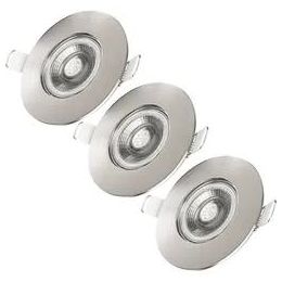 B.K.LICHT LED Einbauleuchte "3er Set Bad Einbaustrahler, Dimmbar, IP44, LED Einbauspots", silber (silberfarben), 3, &Oslash; 9cm H: 2,5cm, Leuchten, 3.000K, 460Lm, 5W, Kunststoff, 9 x 2,5 cm, Nickel, LED Einbaustrahler LED Deckeneinbaustrahler