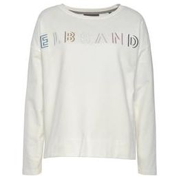 Sweatshirt ELBSAND, Damen, Gr. L (40), wei&szlig;, Sweatware, Obermaterial: 95% Baumwolle, 5% Elasthan, unifarben, figurumspielend h&uuml;ftlang, Rundhals, gerader Abschluss, Sweatshirts Sweatshirt, mit Logostickerei vorne, l&auml;ssige Passform, sportlich-casual