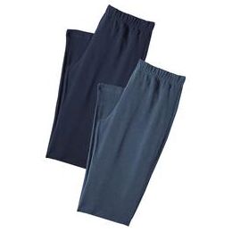 Caprihose Vivance ACTIVE, Damen, Gr. 56/58, N-Gr, blau (1x jeans, 1x denim), Single Jersey, Obermaterial: 60% Baumwolle, 35% Polyester, 5% Elasthan, unifarben, Basic, eng 3/4-L&auml;nge, Hosen Caprihose, mit Gummibund, Loungewear