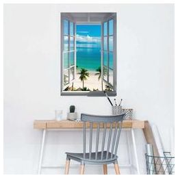 Poster Reinders "Fenster zum Strand", blau (farbe bild(er): blau), B:61cm H:91,5cm, Papier, Bilder, Poster