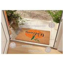 Fu&szlig;matte Hanse Home "Mix Mats Kokos Welcome Pumpkin, T&uuml;rmatte", braun, B:75cm H:15mm L:45cm, Kokos, Teppiche, Fu&szlig;matte, Kokos, Schmutzfangmatte, Outdoor, Rutschfest, Innen, Kokosmatte, Flur