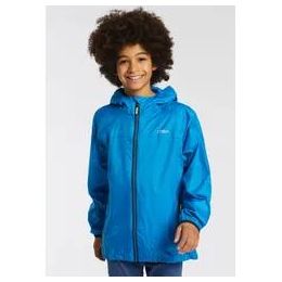 Regenjacke CMP "KID JACKET RAIN FIX HOOD", Jungen, Gr. 140, blau (cyano), Obermaterial: 100% Polyamid, unifarben, normal, hoch geschlossener Ausschnitt, eingesetzt eingefasste Kante, Jacken Regenjacke, &Uuml;bergangsjacke f&uuml;r Kinder