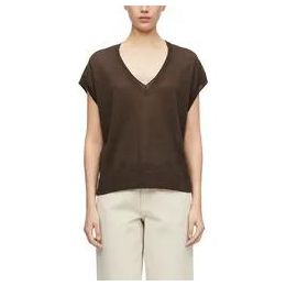 Pullunder comma, Damen, Gr. L, braun, Strick, Obermaterial: 57% Leinen, 27% Viskose, 16% Polyester, unifarben, l&auml;ssig geschnitten h&uuml;ftbedeckend, V-Ausschnitt, B&uuml;ndchen, Pullover Pullunder, mit V-Ausschnitt und Viskose-Leinen