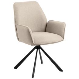 P & B Armlehnstuhl, Beige, Textil, F&uuml;llung: Polyurethan (Pur), Sternfu&szlig;, 61x88.5x63 cm, Sitzfl&auml;che 360&deg; drehbar, Esszimmer, St&uuml;hle, Esszimmerst&uuml;hle, Armlehnenst&uuml;hle
