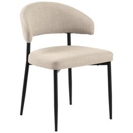 Mid.you Stuhl, Beige, Textil, rund, 56x77x55 cm, Esszimmer, St&uuml;hle, Esszimmerst&uuml;hle, Vierfu&szlig;st&uuml;hle