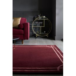 Teppich FLAIR RUGS "Gatsby", rot, B:200cm H:8mm L:290cm, Viskose, Wolle, Teppiche, Teppich, mit Bord&uuml;rendesign