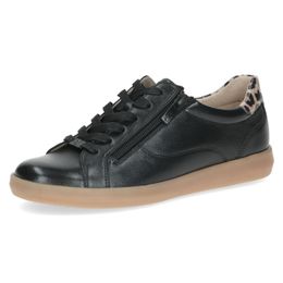Sneaker Caprice, Damen, Gr. 37,5, schwarz (schwarz, leo), Nappaleder, Schuhe Sneaker, Freizeitschuh, Halbschuh, Schn&uuml;rer mit Au&szlig;enrei&szlig;verschluss