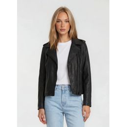Lederjacke Trueprodigy "Taja Asymmetrischer doppelreihiger Rei&szlig;verschluss", Damen, Gr. XS, schwarz, Obermaterial: 100% Schafsleder sheepskin., regular fit, Jacken
