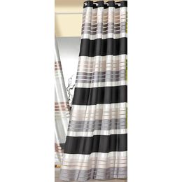 Weckbrodt-Gardinen Vorhang WECKBRODT "Lotta" Gr. 1, grau (anthrazit, grau, perlmuttfarben), B:140cm H:245cm, Polyester, Gardinen, blickdicht mit transparenten Organza-Streifen,gl&auml;nzend, Gardine, Store