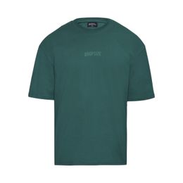 T-Shirt DROPSIZE "Dropsize Herren Heavy Oversize Curved Hd Logo T-Shirt", Damen, Gr. S, gr&uuml;n, 100% Baumwolle, bedruckt, oversize, Rundhals, Shirts T-Shirt