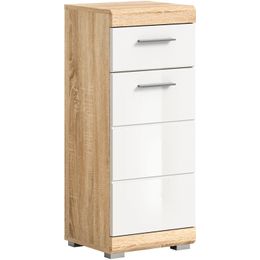 Unterschrank Welltime "SIENA, Breite 37cm, 1 T&uuml;r, 1 Schubkasten, 2 F&auml;cher, MDF-Front", wei&szlig; (sonoma eiche hell, wei&szlig; hochglanz), B:37cm H:88cm T:31cm, FSC-zertifizierter Holzwerkstoff, Schr&auml;nke, Unterschrank, in verschiedenen Farben erh&auml;ltlich, Badm&ouml;bel, Badschrank, Kommode, Bad