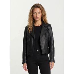 Lederjacke Trueprodigy "Stella Reverskragen und asymmetrischer Rei&szlig;verschluss", Damen, Gr. L, schwarz, Obermaterial: 100% Schafsleder sheepskin., slim fit, Jacken